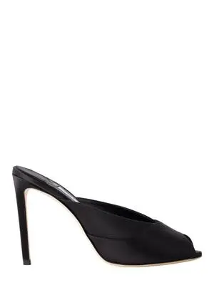 JIMMY CHOO Brigitte 100 Satin Mules - Black