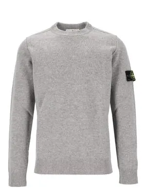 Stone Island 5100072 Lambswool Regular-fit Crewneck Jumper With Ribbed Trims - Grey