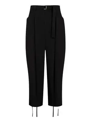 Sacai Belted Pleated Tailored Trousers - Black