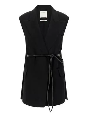 Sportmax Sleeveless Peak Lapel Wool Blazer - Black