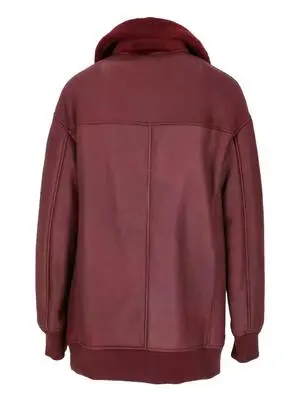 LA ROSE Shearling-collar Bomber Jacket - Red