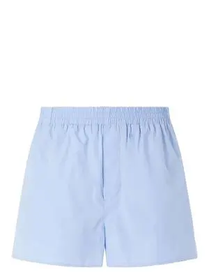 AMI Paris Straight-leg Embroidered Cotton-poplin Shorts - Blue