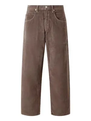 AGOLDE Fusion Straight-leg Cotton-corduroy Trousers - Brown