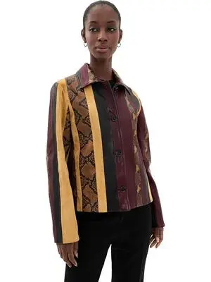 Proenza Schouler Sirine Pieced Leather Jacket - Gold Multi