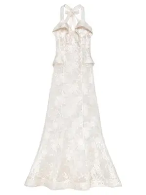 Alexander McQueen Floral Lace Evening Dress - Pink