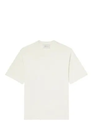 AMI Paris Logo-embroidered Cotton-jersey T-shirt - Neutrals