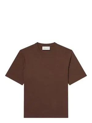 AMI Paris AMI PARIS - Logo-Embroidered Cotton-Jersey T-Shirt - Men - Brown - XS Brown