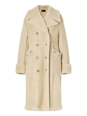 Simone Rocha Embellished Double-breasted Shearling Coat - Beige