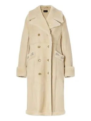 Simone Rocha Embellished Double-breasted Shearling Coat - Neutrals