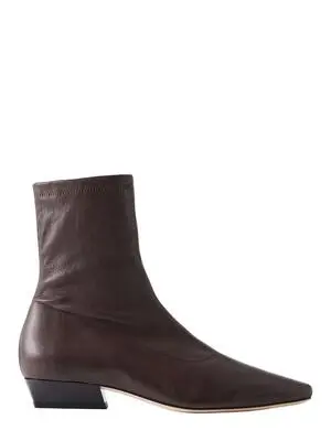 Staud Wally Leather Ankle Boots - Brown