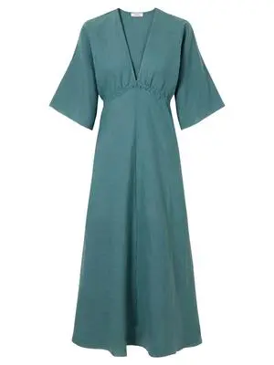 ERES Brilliance Gathered Linen Midi Dress