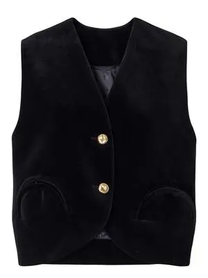 BLAZÉ MILANO Gliss Cotton-velvet Vest - Black