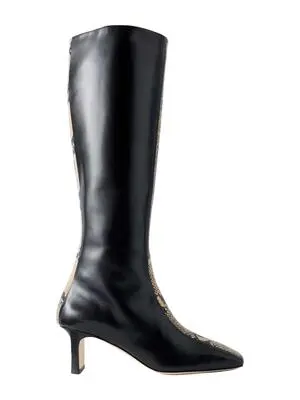 AeydĒ Bita Snake-effect Leather Knee-boots - Black