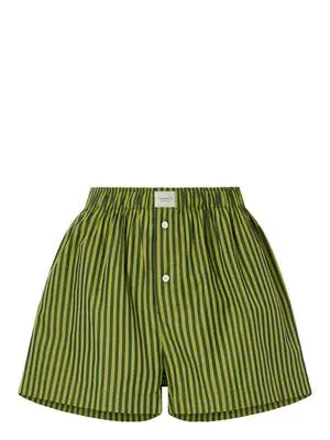Comme Si COMME SI La Boxer Classica Cotton-Poplin Shorts Green