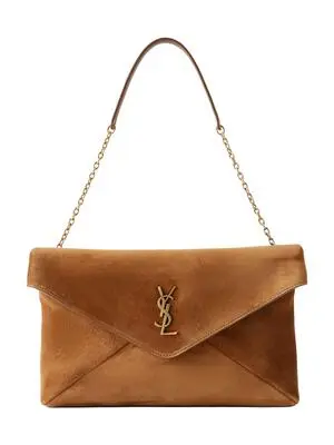 Saint Laurent Cassandre Suede Shoulder Bag - Brown