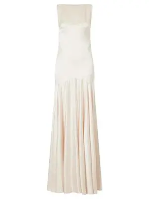 ILKYAZ OZEL Datura Draped Satin Gown - Neutrals