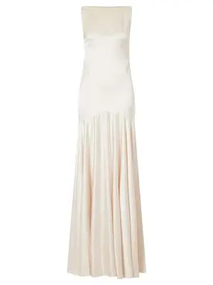 ILKYAZ OZEL Datura Draped Satin Gown - Off-white