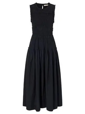 DÔEN Mallory Cotton-poplin Midi Dress - Black