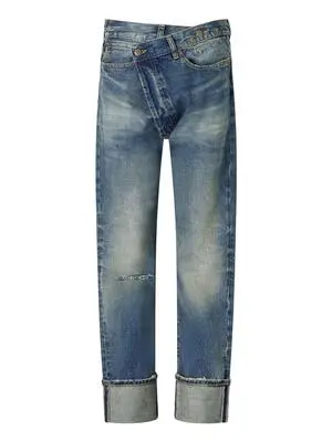 R13 Cuffed Crossover Jean X Straight-leg Jeans - Mid Denim