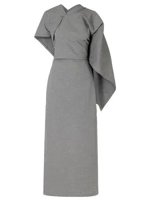 Issey Miyake Draped Stretch Washi-blend Maxi Dress - Gray
