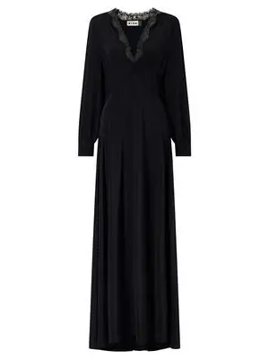 Rixo Emory Lace-trimmed Silk-crepe De Chine Maxi Dress - Black