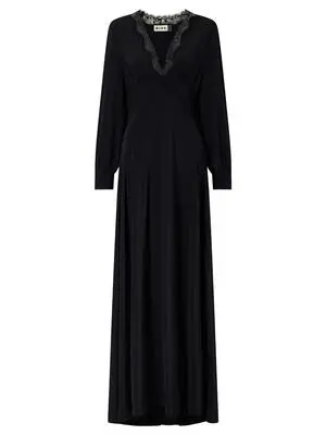 Rixo Emory Lace-trimmed Silk-crepe De Chine Maxi Dress - Black