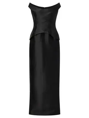 Solace London Pieta Off-the-shoulder Twill Gown - Black