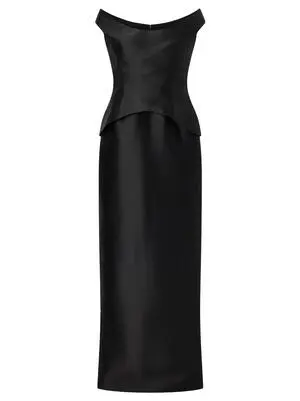 Solace London Off-the-shoulder Twill Gown - Black