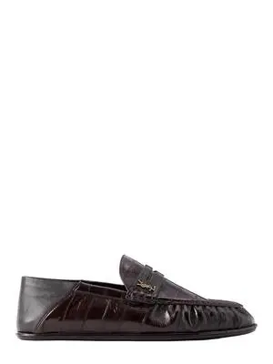 Saint Laurent Logo-embellished Leather Penny Loafers - Brown