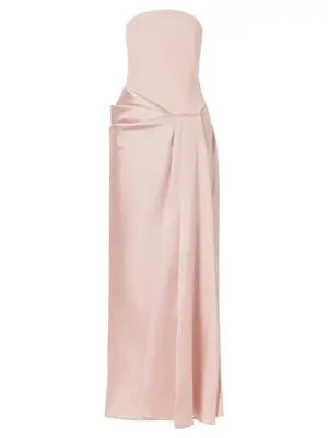 Solace London Seri Strapless Crepe Gown - Pink