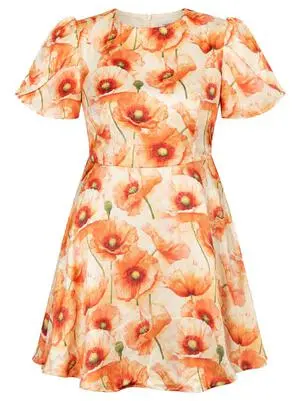 GIRL IN MIND Sora Floral Mini Skater Dress - Orange