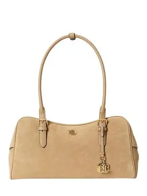 Ralph Lauren Suede Marcy Zip Satchel - Tan