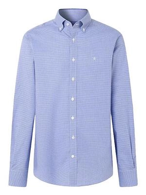 HACKETT  Gingham Tailored-fit Stretch-cotton Shirt - Navy