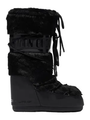 Moon Boot Icon Boots In Faux Fur - Black