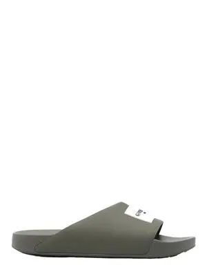 Givenchy Flat Rubber Label Slide Mules - Green