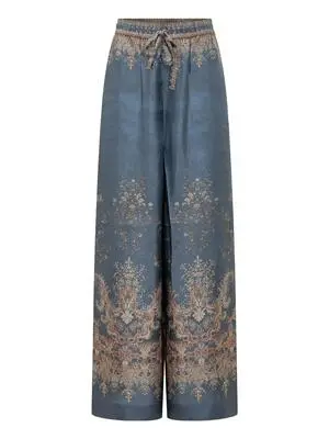 Zimmermann Valiant Paisley Silk Pants - Blue