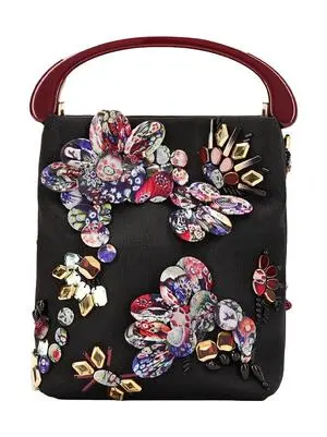 Dries Van Noten Micro Bag With Embroidery And Resin Handle - Black