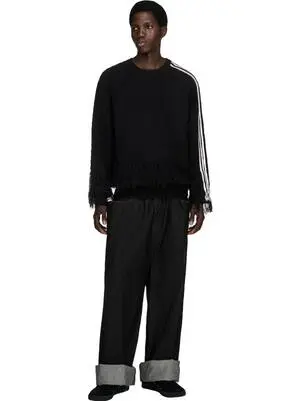 Adidas Y-3 Knitted Fringed 3-stripes Sweater - Black