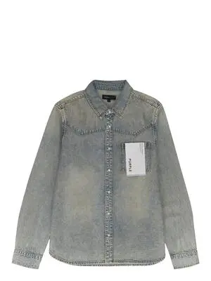 PURPLE BRAND Long-sleeve Coated Western Shirt - Blue