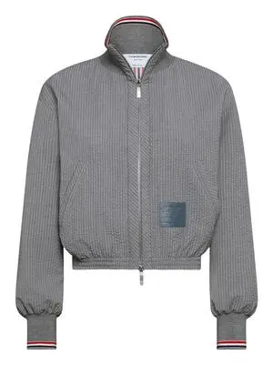Thom Browne Wool Seersucker Zip-up Track Jacket 'light - Grey