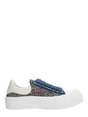 Alexander McQueen Wmns Deck Plimsoll 'glitter Petrol Blue - Multicolor