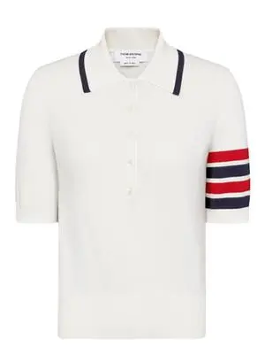 THOM BROWNE Jersey Stitch Hector Intarsia Four Bar Stripe Polo 'white'