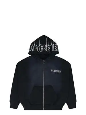 PURPLE BRAND Heavyweight Fleece Zip Front Hoodie - Black