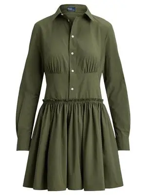 Ralph Lauren Paneled Cotton Canvas Mini Shirtdress - Dense Olive