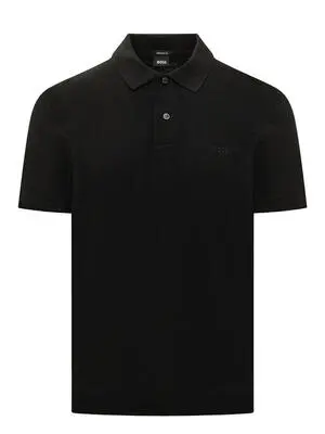 BOSS ESSENTIAL Essential Polo With Buttons And Collar - Black