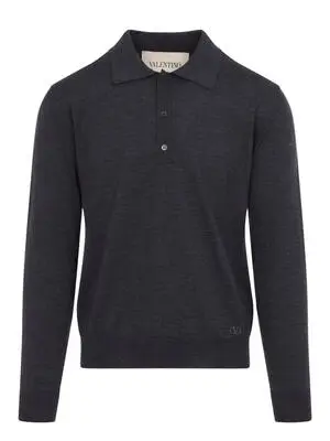 Valentino Garavani Virgin Wool Knit Polo Sweater - Grey
