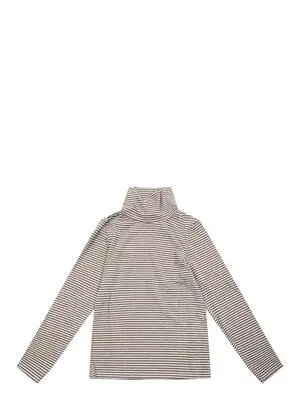Dixie DIXIE Mini Striped Turtleneck Long Sleeve Top Marrone