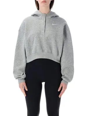 Nike Cropped Oversized Sweatshirt With Button Placket - Grey