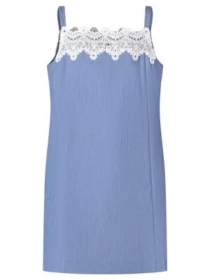 Twin-set Mini Suit With Paintline And Lace Detail - Skyline