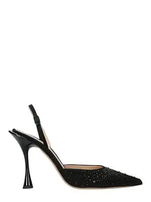 BETZÁBE Suede Embellished Sofia Slingback Pumps 100 - Black